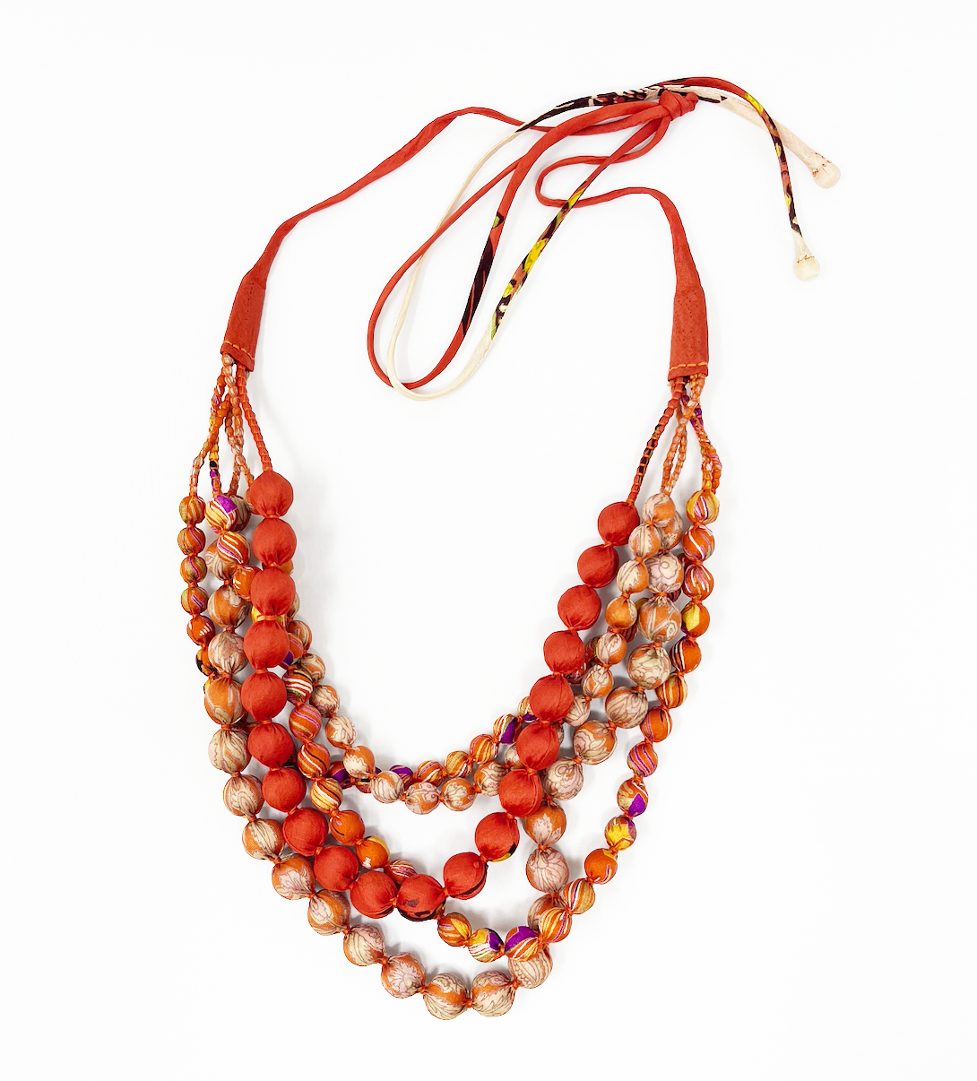 Sari Beaded Necklace: Five Strand Red Brick – Ibu Movement